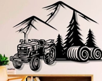 DXF File Farm Scene With Tractor - Etsy