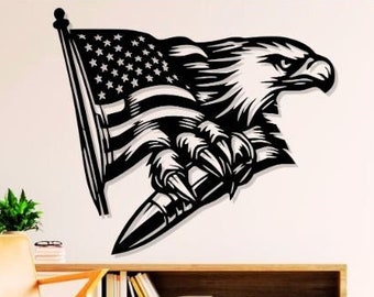 American Eagle Dxf Svg Png Files , USA , Flag , America , Wings , Cut ...