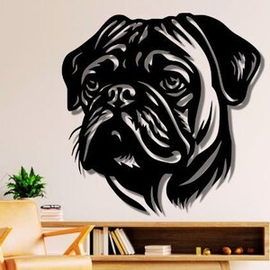 Pug Dxf , Svg , Png , Files , Pug , Dog , Face , Head , Wall , Art ...