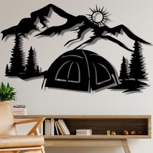 Camping Dxf , Svg , Png , Files , Nature , Mountains , Sun , Camp ...