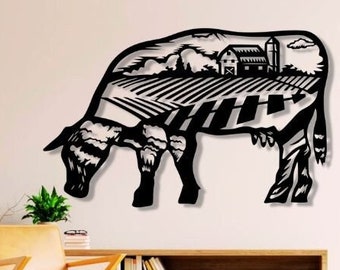 Farm Svg Dxf Png Files , Laser Cut File , Farm House Barn Cow Trees ...