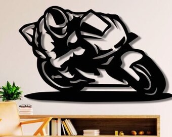 Racer Svg Dxf Png Files , Laser Cut File , Motorcycle Racing Racer Wall ...