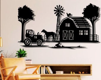 Farm Svg Dxf Png Files , Laser Cut File , Farm House Barn Cow Trees ...