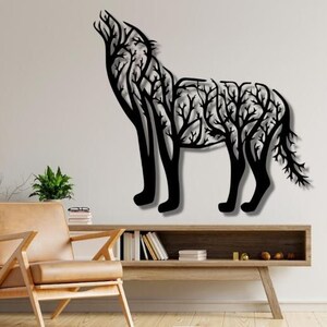 Wolf Tree Dxf , Svg , Png , Files , Wolf , Tree , Trees , Wall , Art ...