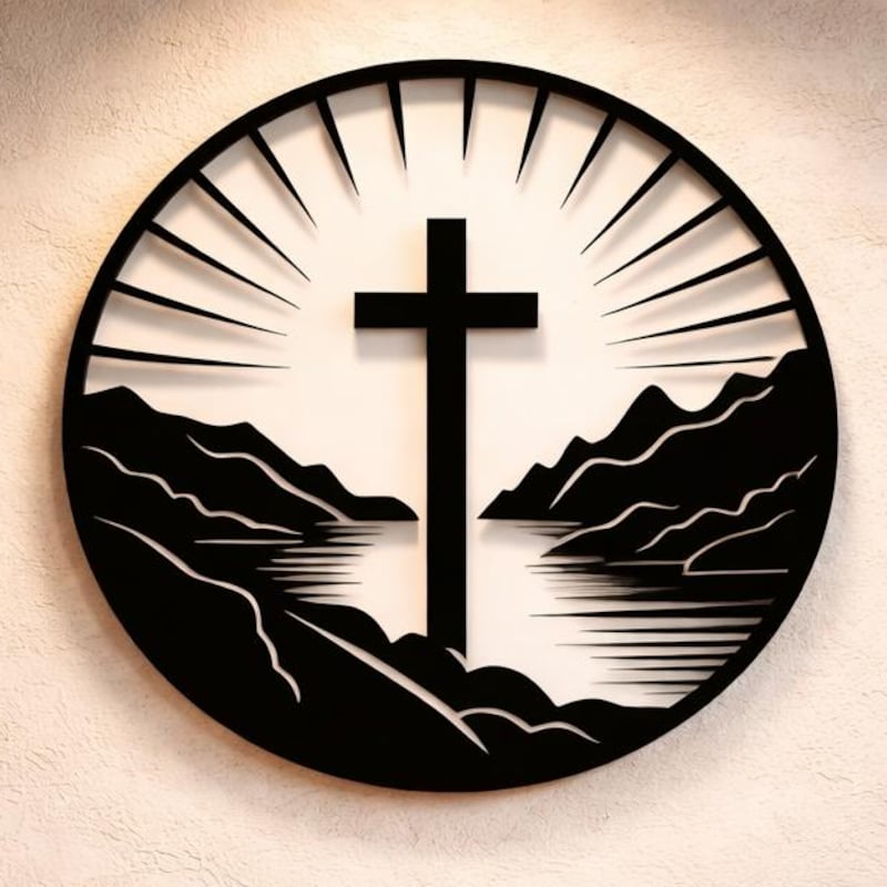 Cross With Mountains Dxf - Etsy