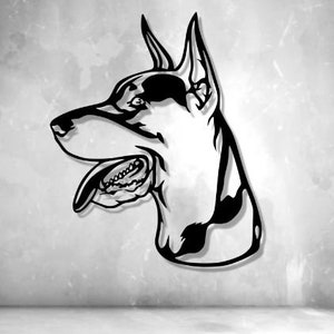 Doberman Dxf Svg Png Files , Dog Face Wall Art Cut File for Cnc Plasma ...