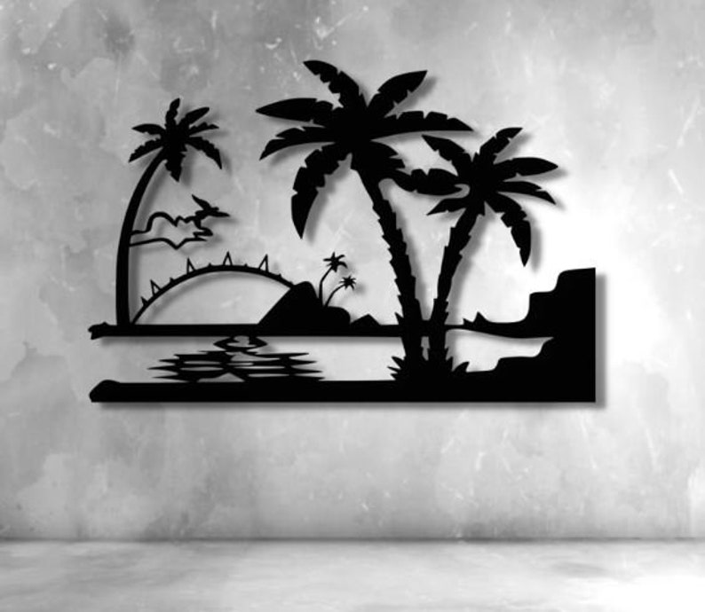 Sunset Palm Tree Metal Wall Art Files, CNC Laser Plasma Glowforge (svg ...