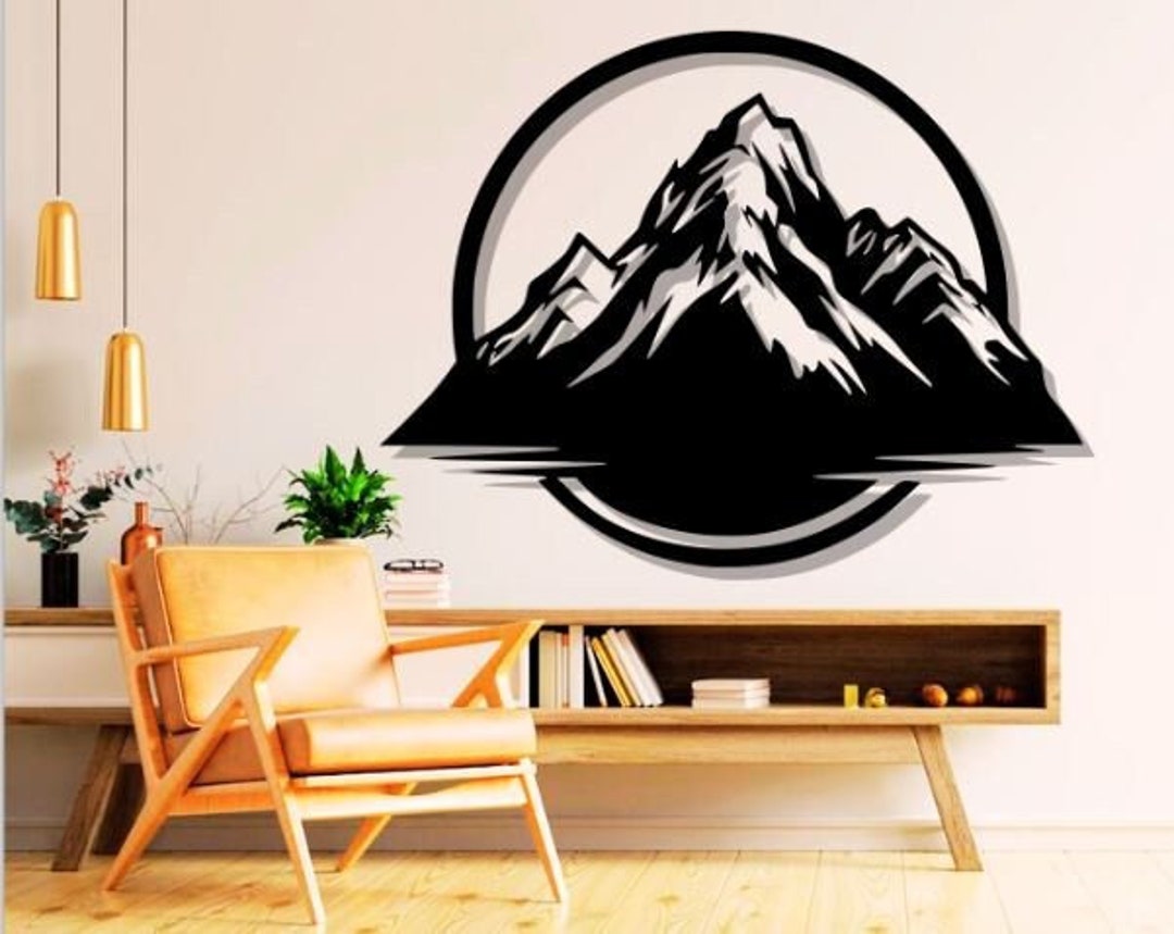 Mountain Dxf Svg Png Files Mountains Scene Plasma Cut File Wall Art ...