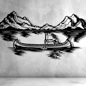 Lake Scene Dxf Svg Png Files , Canoe , Mountains , River , Sea , Boat ...