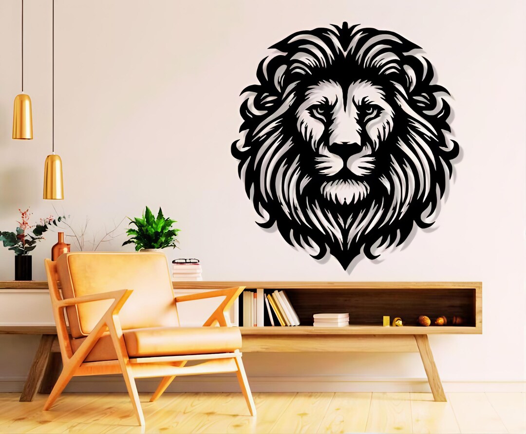 Lion Dxf Svg Png Files Lion Face Wall Art Cut File Plasma for Cnc ...
