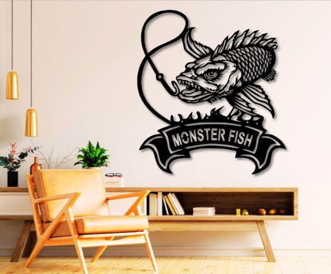 Monster Fish Dxf Svg Png Files Wall Art Cut File for Cnc Plasma Laser ...