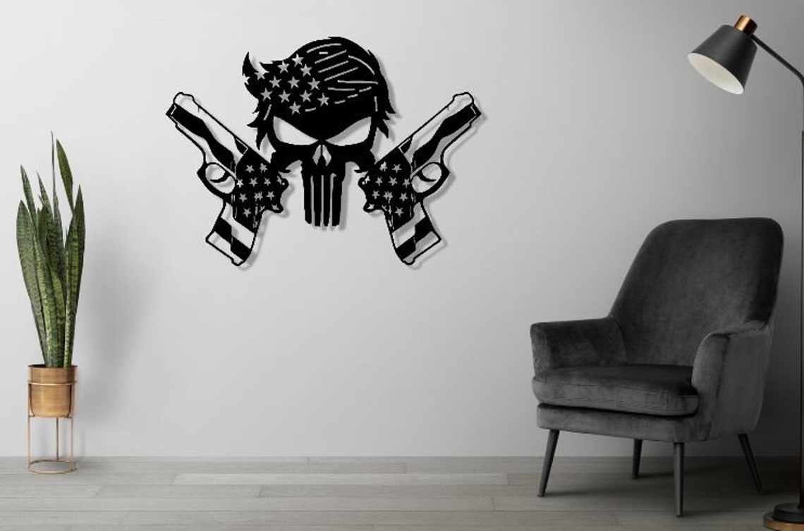 Punisher Guns Dxf Svg Png Files , American , Gun , Flag , Patriotic ...