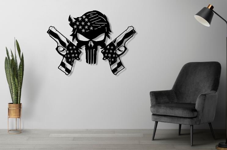 Punisher Guns Dxf Svg Png Files , American , Gun , Flag , Patriotic ...