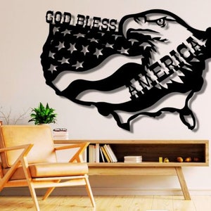 God Bless America Dxf Svg Png Files Wall Decor Art Flag USA Eagle ...