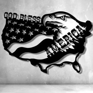 God Bless America Dxf Svg Png Files Wall Decor Art Flag USA Eagle ...