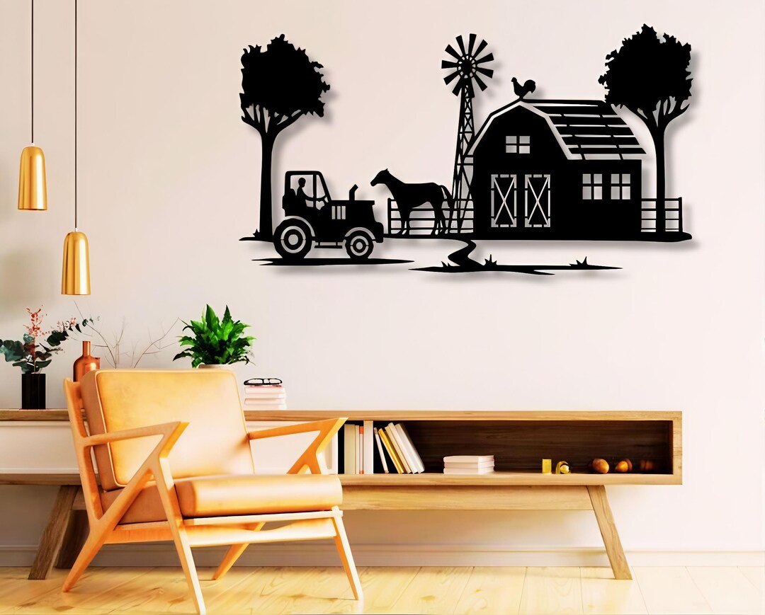 Farm Dxf , Svg , Png , Files , Farmer , Tractor , Barn , Trees , Garden ...