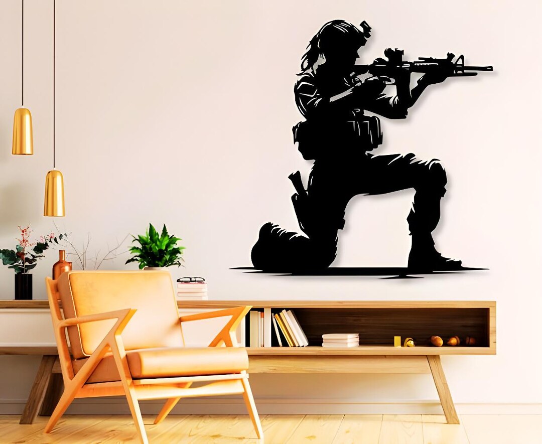 Soldier Girl Dxf Svg Png Files Military Gun Army Wall Art Cut File for ...