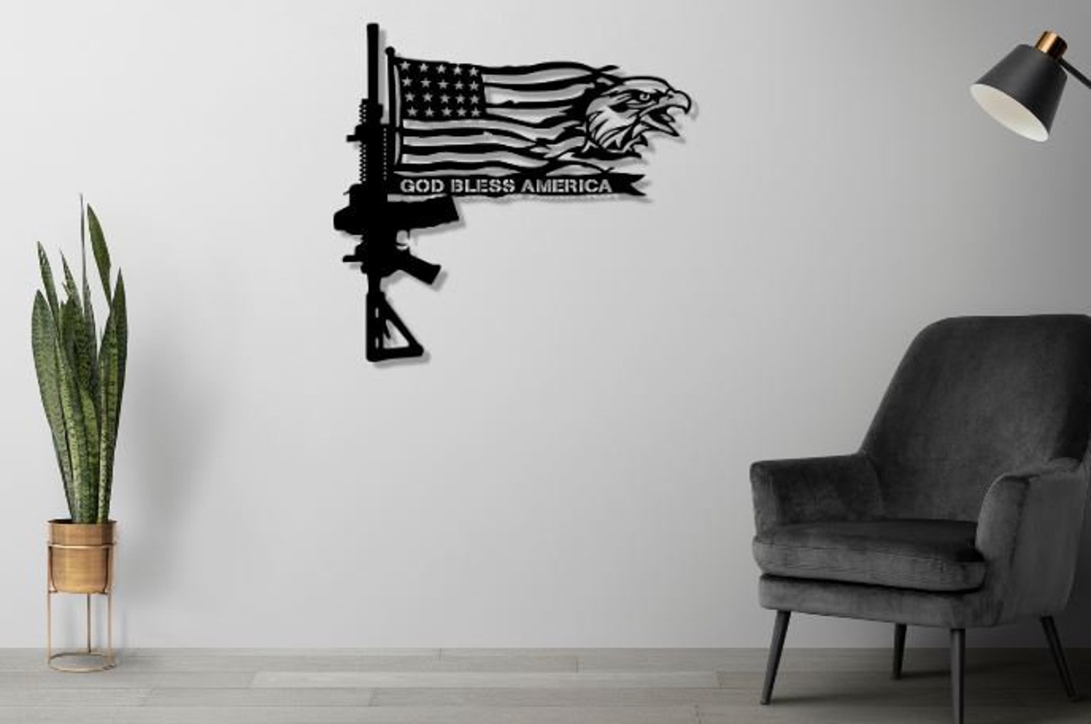 God Bless America Dxf Svg Png Files , USA , Flag , Riffle , Eagle ...