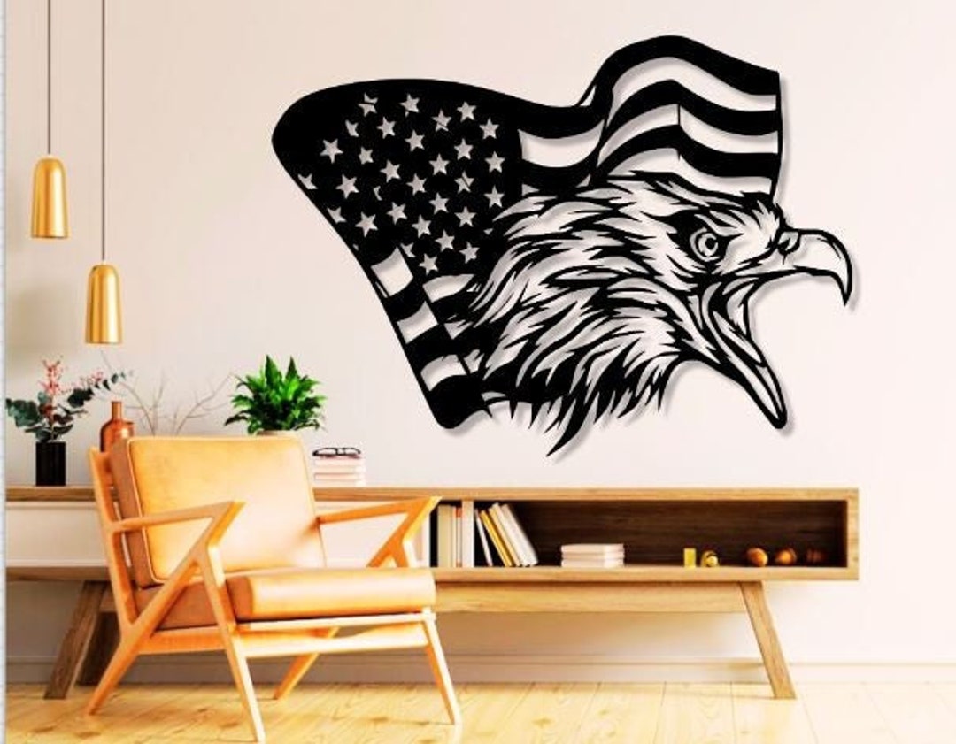 American Eagle Dxf Svg Png Files USA Flag Angry Eagle , Waves ...