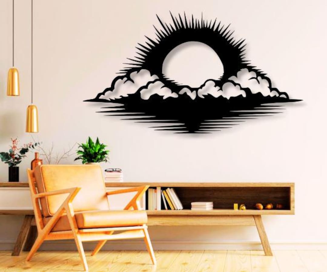 Sunset Dxf Svg Png Files Sun Clouds Sky Wall Art for Cnc Plasma Laser ...