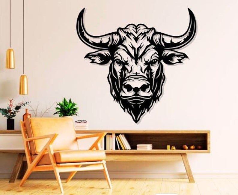 Aggressive Bull Dxf Svg Png Files Bull Face Wall Art Cut File for Cnc ...