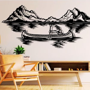Lake Scene Dxf Svg Png Files , Canoe , Mountains , River , Sea , Boat ...