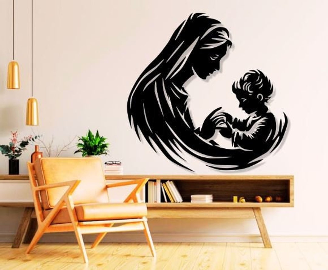 Virgin Mary and Jesus Dxf Svg Png Files Baby Jesus Laser Plasma File ...