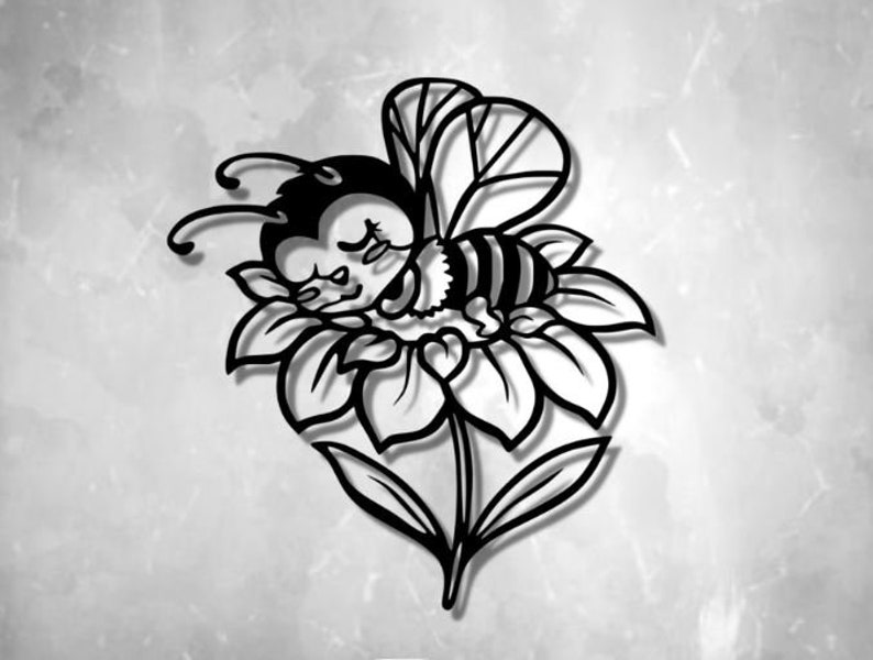Bee Dxf Svg png Files Bee Sleepy Sleeping on - Etsy