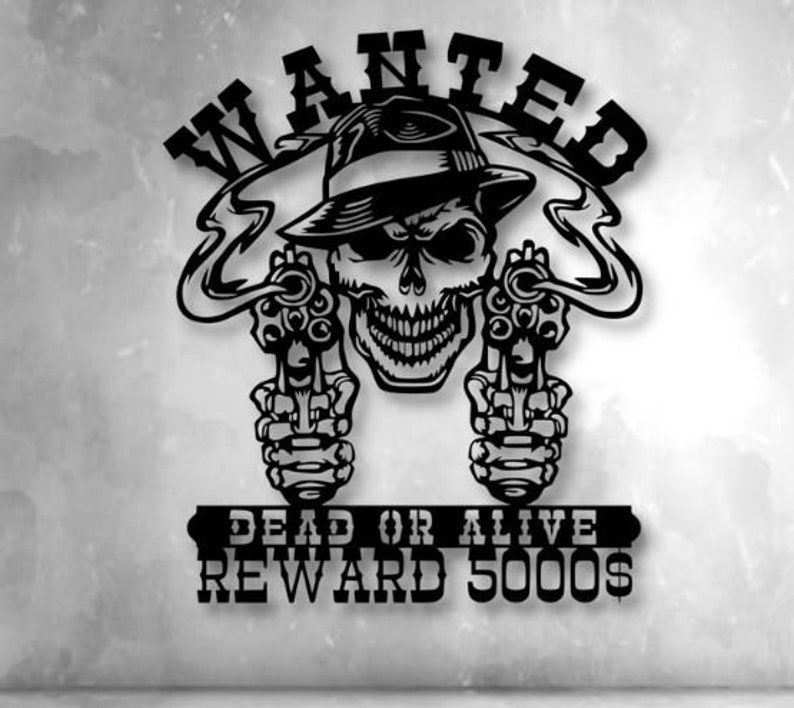 Wanted Skull Dxf Svg Png Files Skull Wanted - Etsy