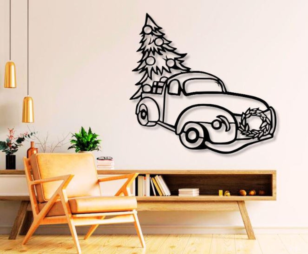 Christmas Truck Dxf Svg Png Files Merry Christmas Tree Wall Art Cut ...