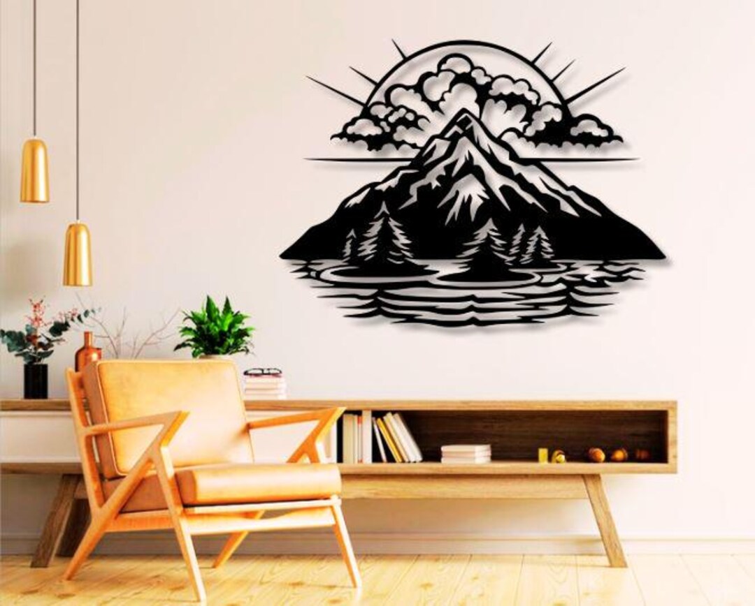 Sunrise Dxf Svg Png Files Nature Mountain Scene Sky Wall Art for Cnc ...