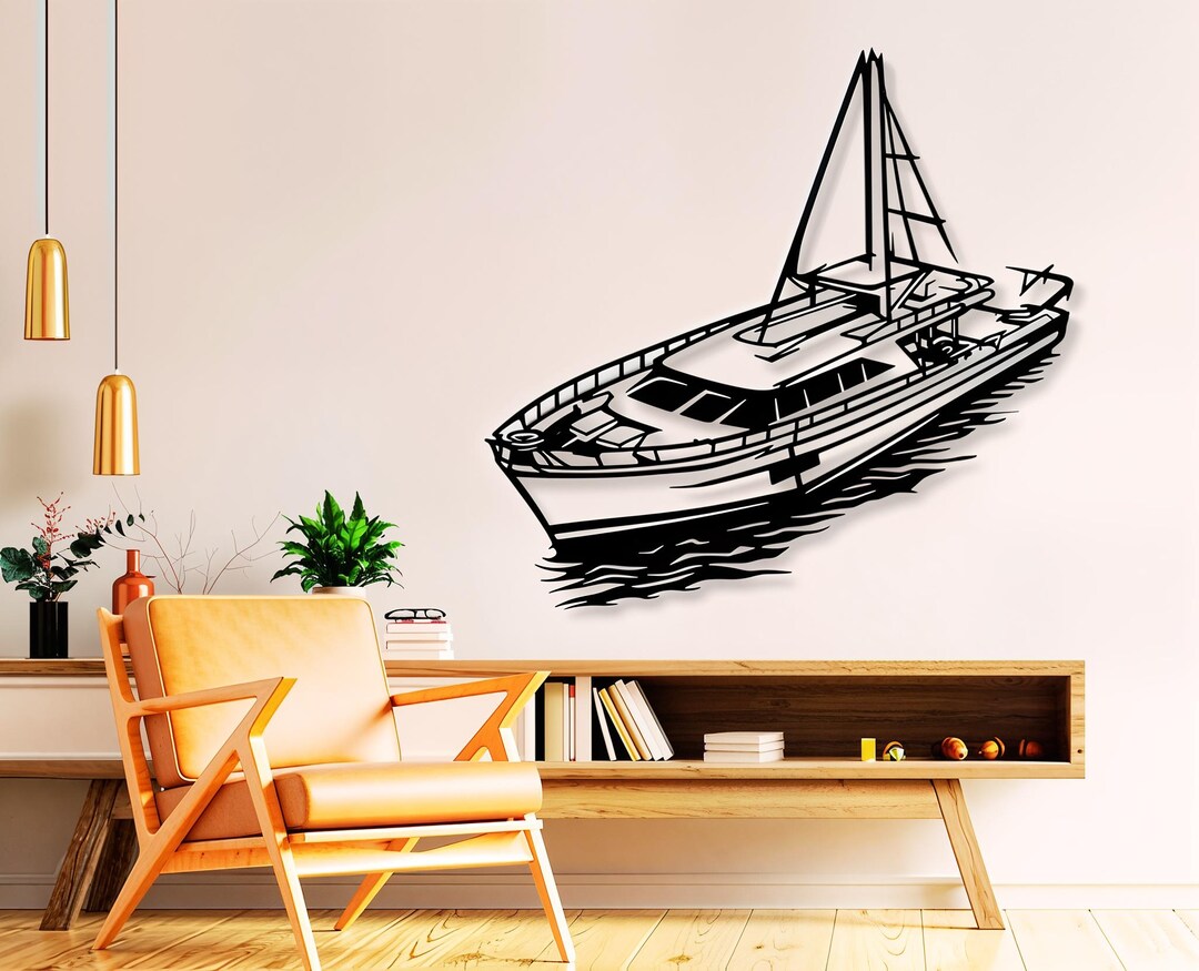 Boat in the Water Dxf Svg Png Files Yacht Sailboat Vector Cut File for ...