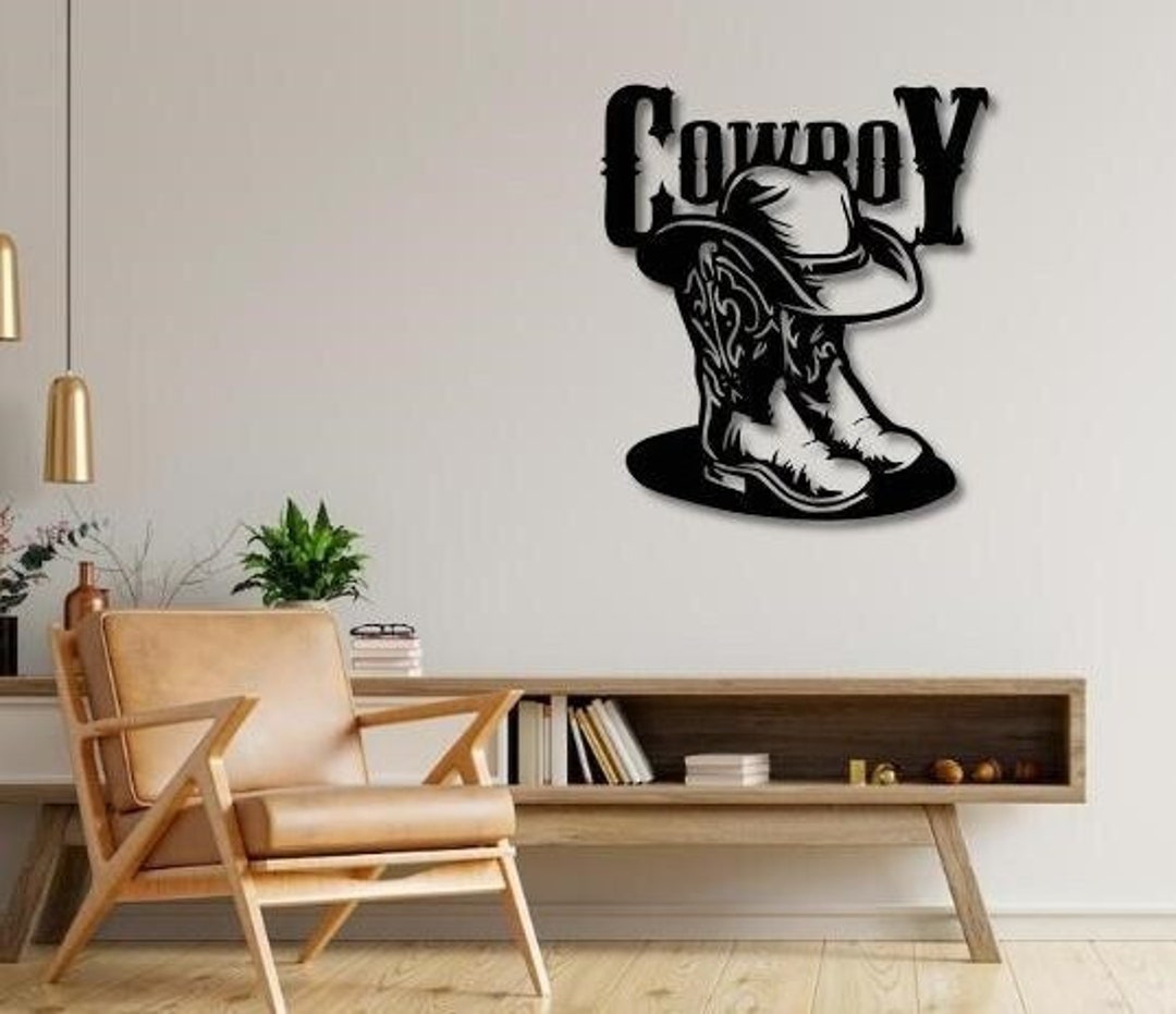 Cowboy Hat Boot Dxf , Svg , Png , Files , Cowboy , Hat , Boot , Wall ...