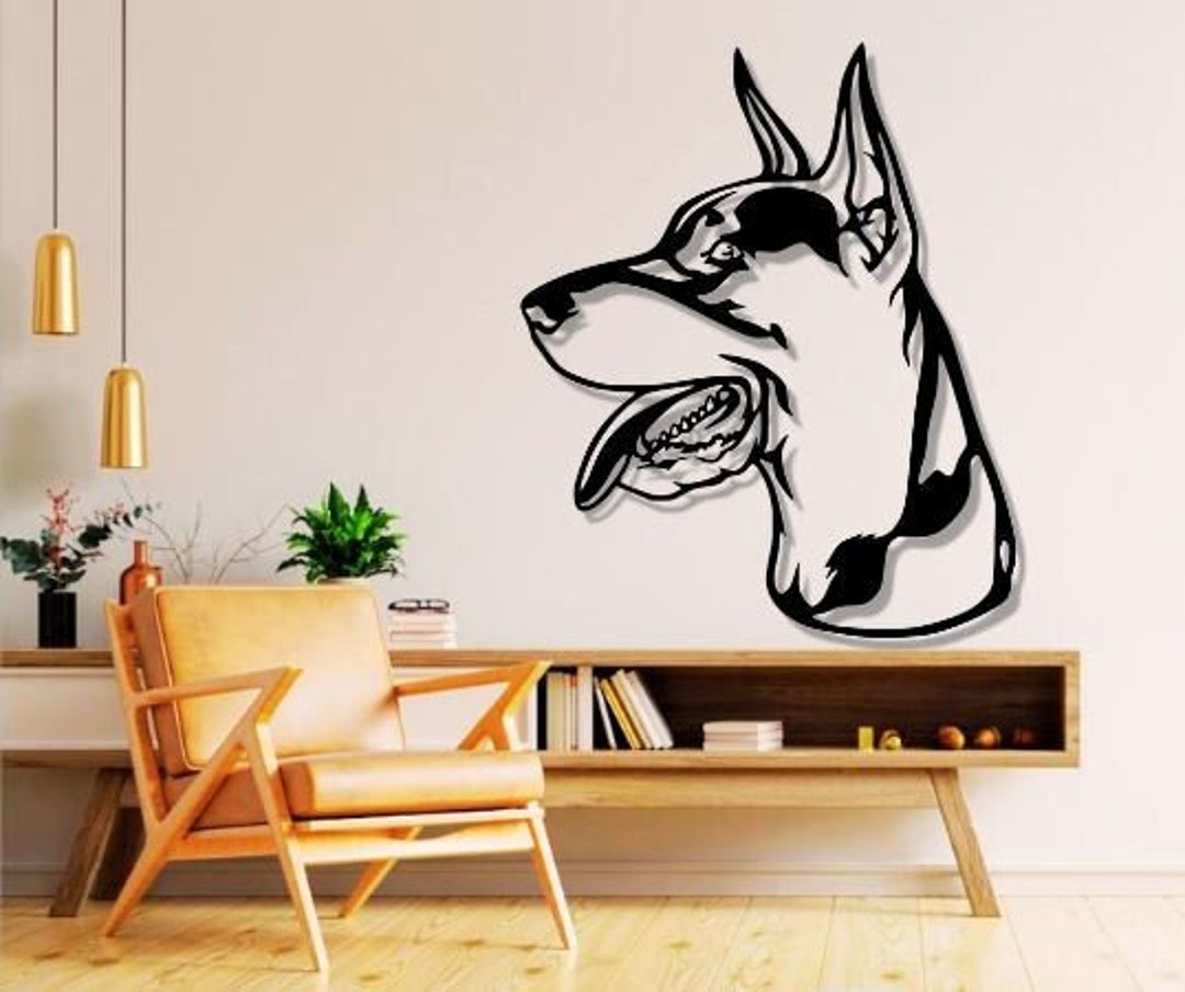 Doberman Dxf Svg Png Files , Dog Face Wall Art Cut File for Cnc Plasma ...