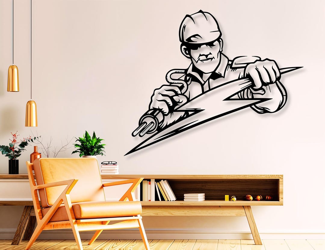 Electirician Man Dxf Svg Png Files Electiric Electrical Vector Cut File ...