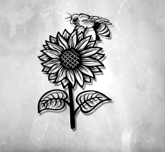 Sunflower Dxf Svg Png Files Bee Sunflower - Etsy