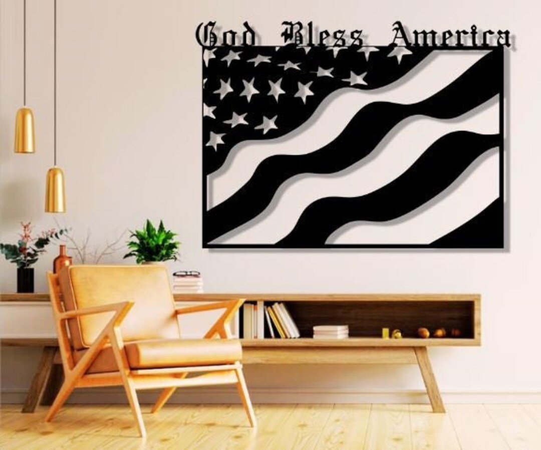 God Bless America Dxf Svg Png Files, USA , Flag , Waving , Waves ...