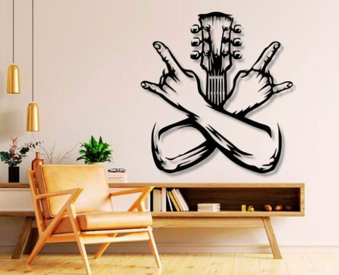 Rock N Roll Dxf Svg Png Files , Gesture , Hand , Guitar , Rock , Heavy ...