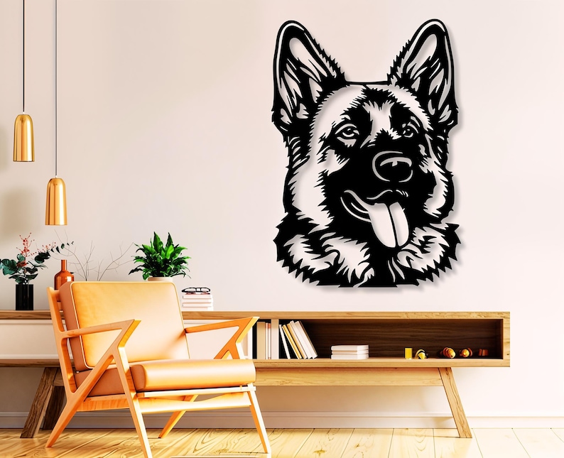 German Shepherd Dxf Svg Png Files Shepherd Dog Cut File Vector for Cnc ...