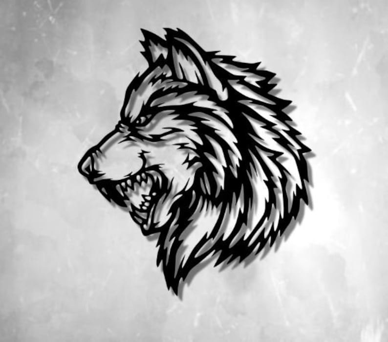 Wolf Dxf Svg Png Files Wild Angry Wolf Animal - Etsy