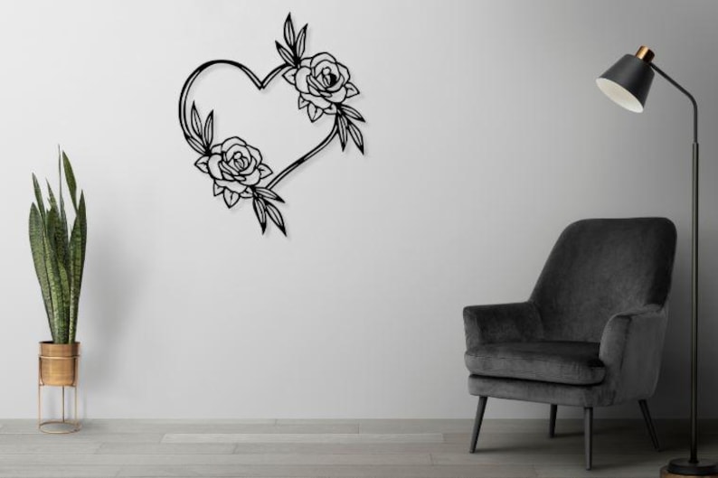 Roses and Leaves SVG DXF PNG Files Heart Rose Vector Art Cut for Cnc ...