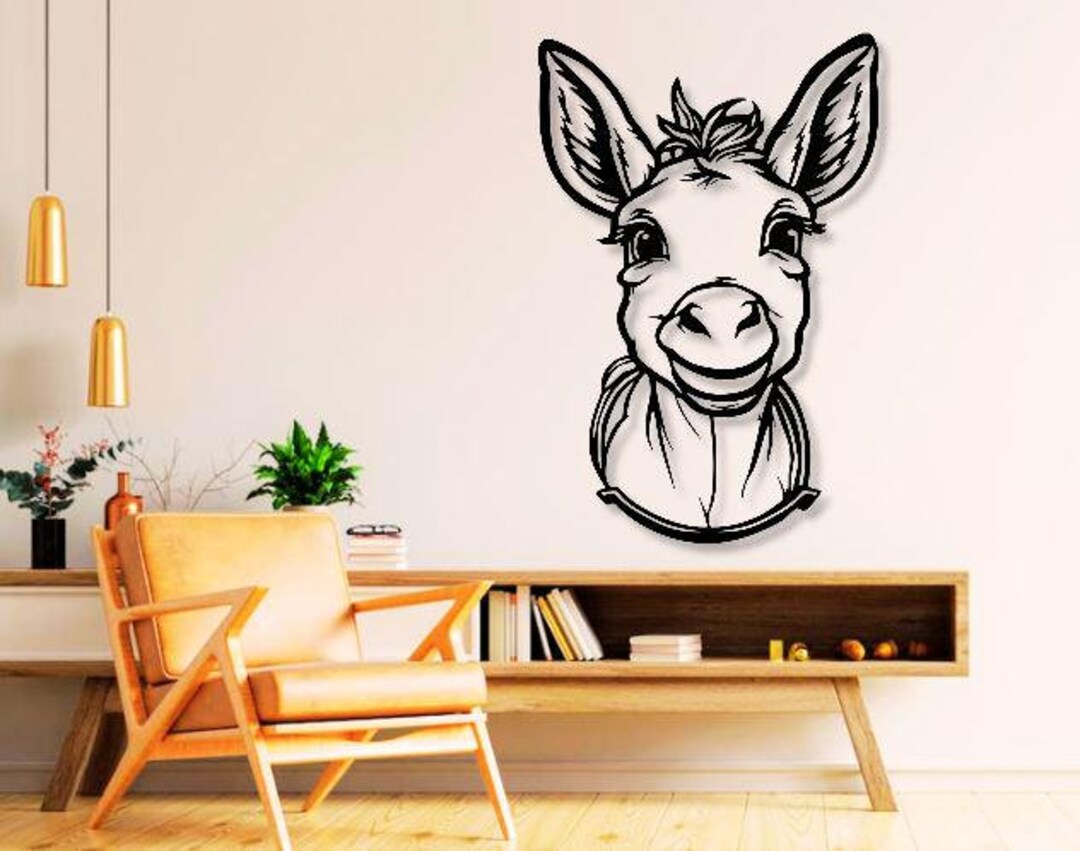Donkey Dxf Svg Png Files Donkey Face Vector Cut File for Cnc Plasma ...