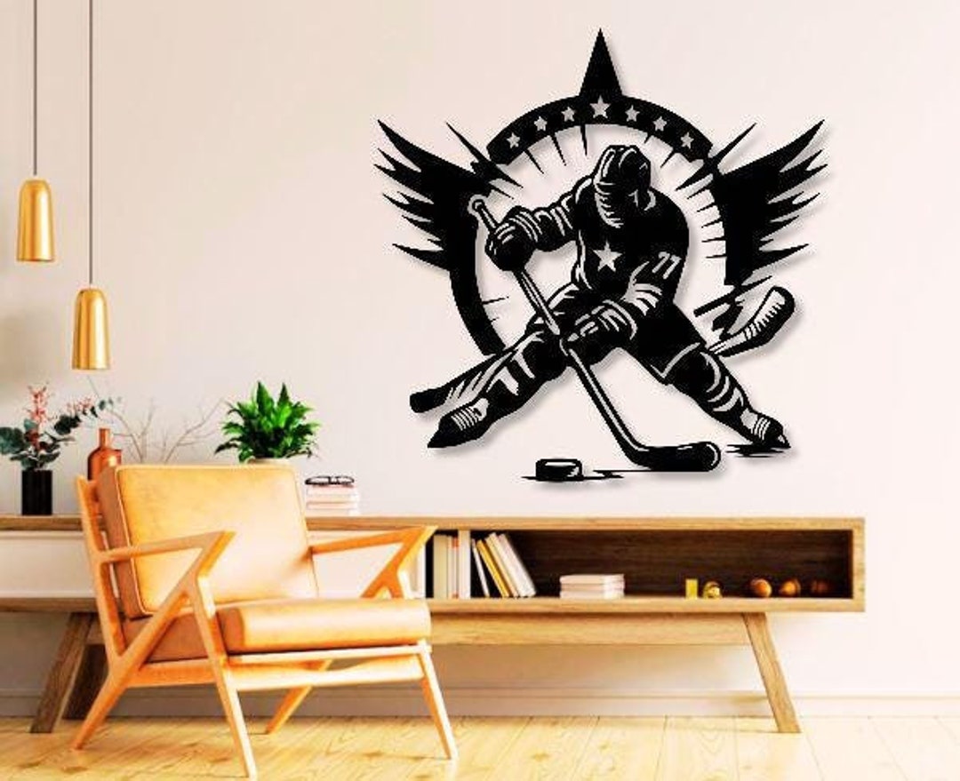 Ice Hockey Dxf Svg Png Files Hockey Player Wall Art Cut File for Cnc ...