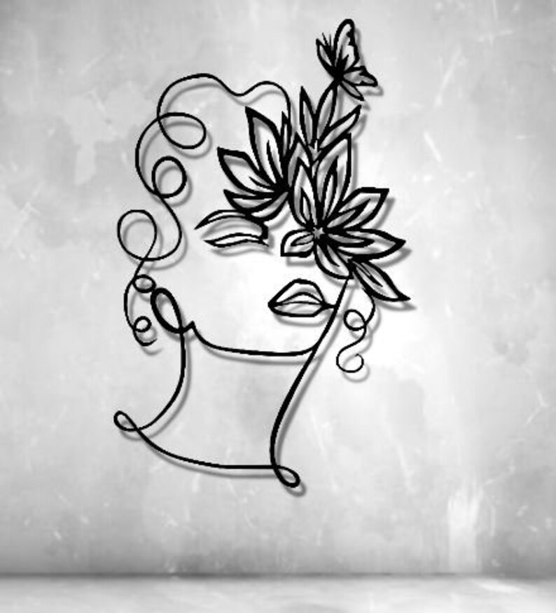 Flower Face Dxf Svg Png Files Floral Woman Face - Etsy