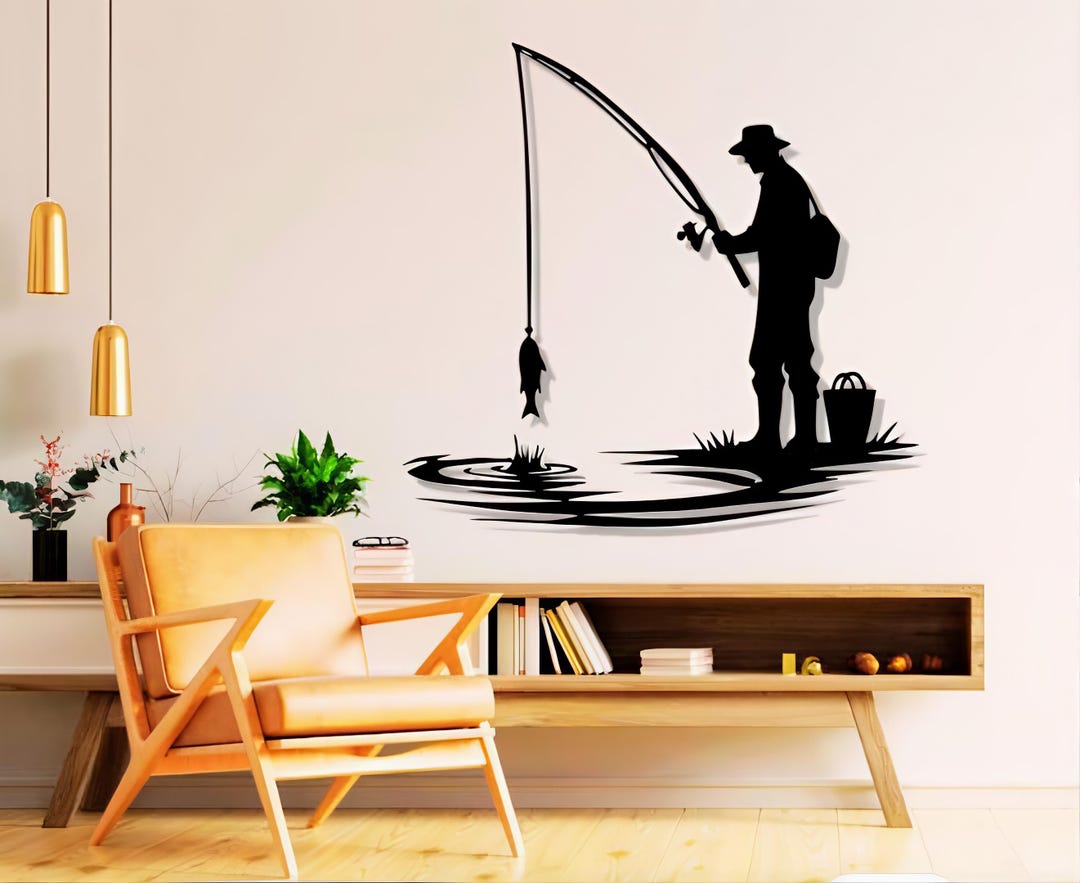 Fisher Dxf Svg Png Files Fisherman Fishing Wall Art Plasma Cut File for ...