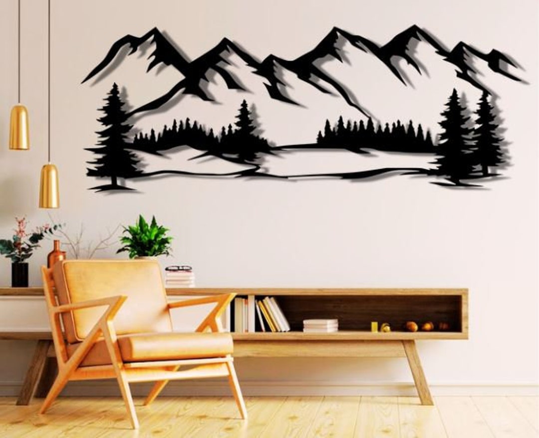 Nature Scene Dxf Svg Png Files Mountains Trees Scene Landscape Forest ...