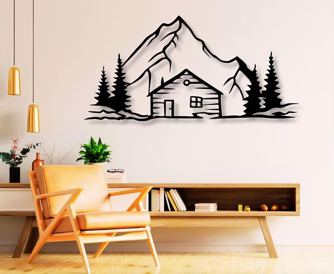 Cottage Dxf Svg Png Files , Wooden , House , Mountain , Trees , Wall ...