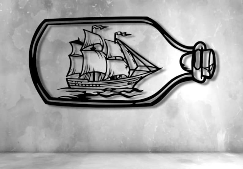 Ship in the Bottle Dxf Svg Png Files Ship Bottle - Etsy