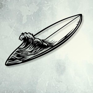 Surf Board Dxf Svg Png Files Surfing Wall Art Cut Vector for Cnc Plasma ...