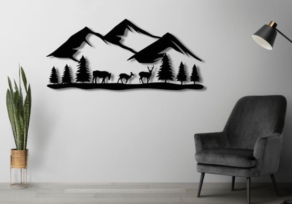 Nature Scene Dxf svg png Files Laser Cut Nature Deer - Etsy